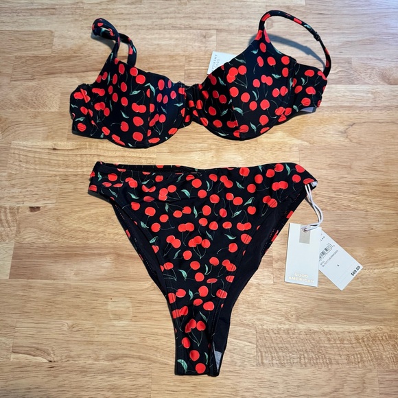 Good American | Swim | Good American Black And Red Bikini Set Cherry ...